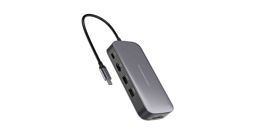 Powerology USB-C Hub & 256GB SSD Drive 100W PD - Gray
