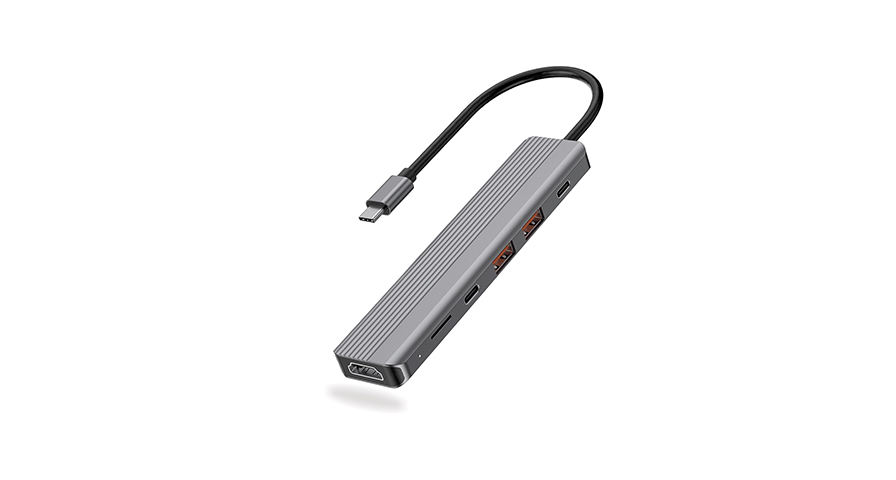 Powerology 6-in-1 Slim 4K HDMI USB-C Hub