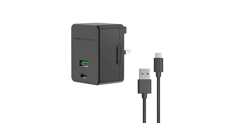Powerology Dual Port Ultra-Quick PD Charger - 36W (Black)