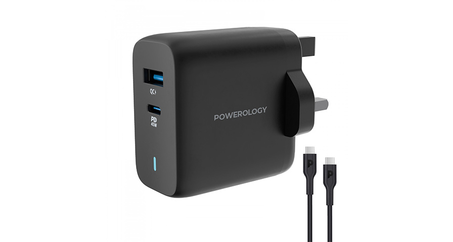 Powerology 63W GaN Charger with 60W Type-C Cable