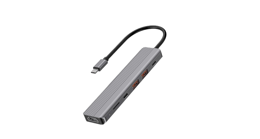 Powerology 6-in-1 Slim 4K HDMI USB-C Hub
