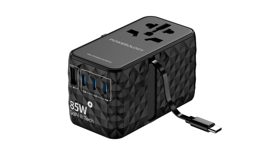 Powerology Universal GaN 85W Super Charger Retractable Type-C Cable