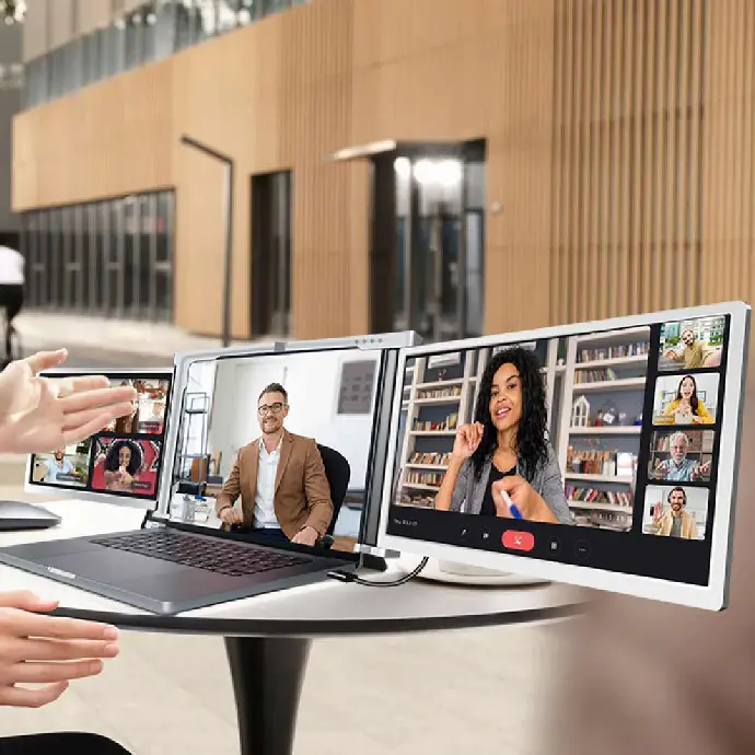 Powerology Dual Screen Portable Monitor - Silver | Powerology