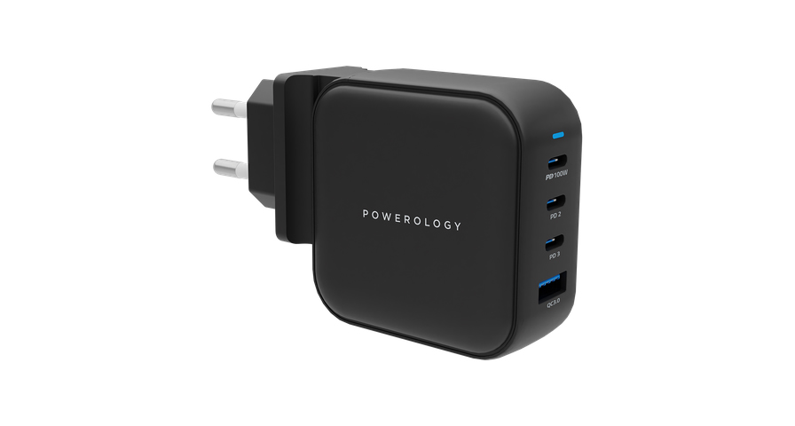 100W Triple PD + QC3.0 Travel Adapter | Powerology