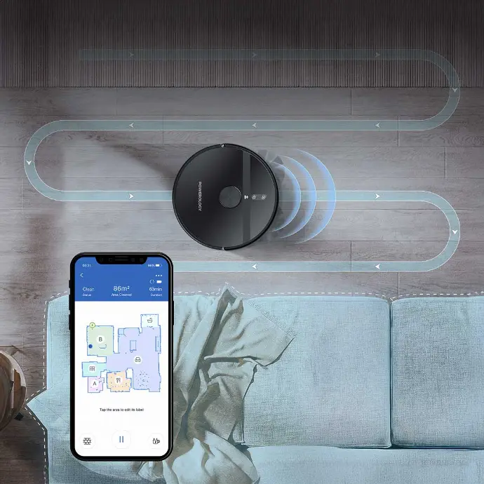 Powerology Smart Station Robot Vacuum & Mop - Black