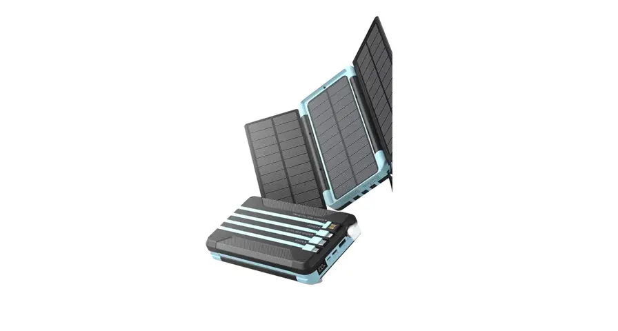 Powerology 16000mAh Solar Multi-Cable Power Bank - Black