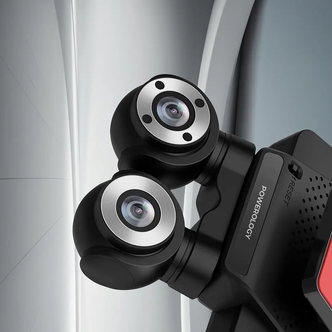Powerology Dual Lens Dash Camera - Black