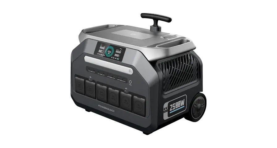 Powerology Solar Input Portable 640000mAh Generator - Black