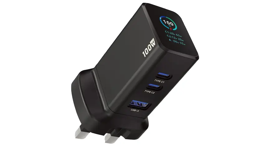 Powerology GaNex 100W Multi-Port Adapter - Black