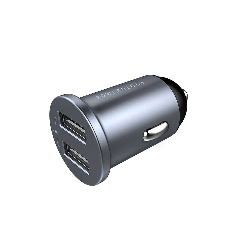 Powerology Dual USB-A Port Mini Car Charger for Two Devices ...